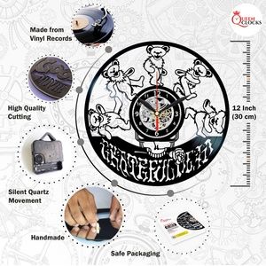 QueenClocks | Wall Decor | Grateful Dead Vinyl Clock Wall Decor Art Lp ...